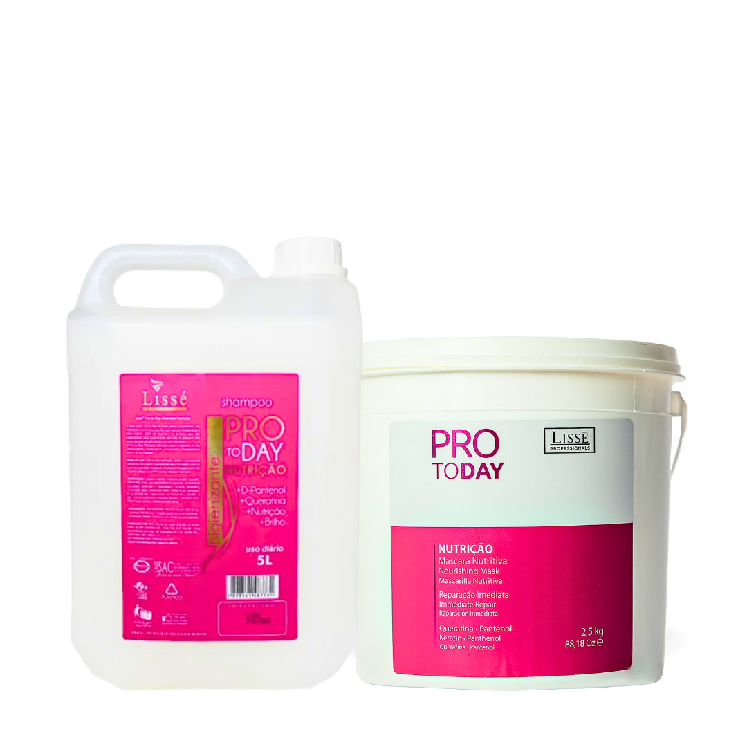 Kit Nutrição Pro Today Shampoo Galão 5 Litros + Balde Hidratação 2,5 ...